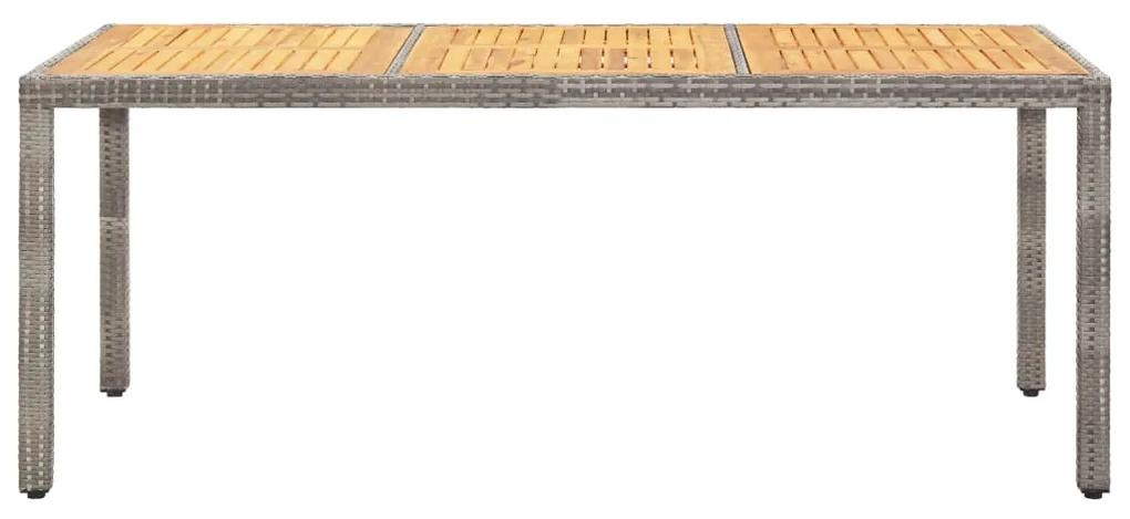 vidaXL Zahradní stůl šedý 190 x 90 x 75 cm polyratan a akáciové dřevo