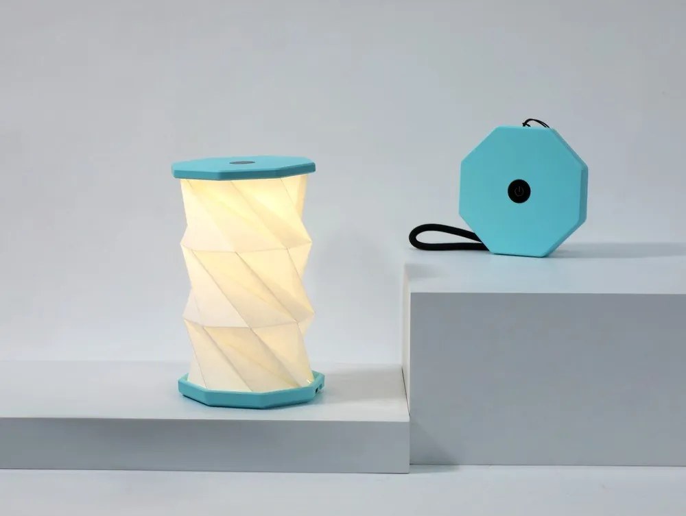 Bílá/tyrkysová přenosná světelná dekorace na USB ø 8 cm Twist – Gingko
