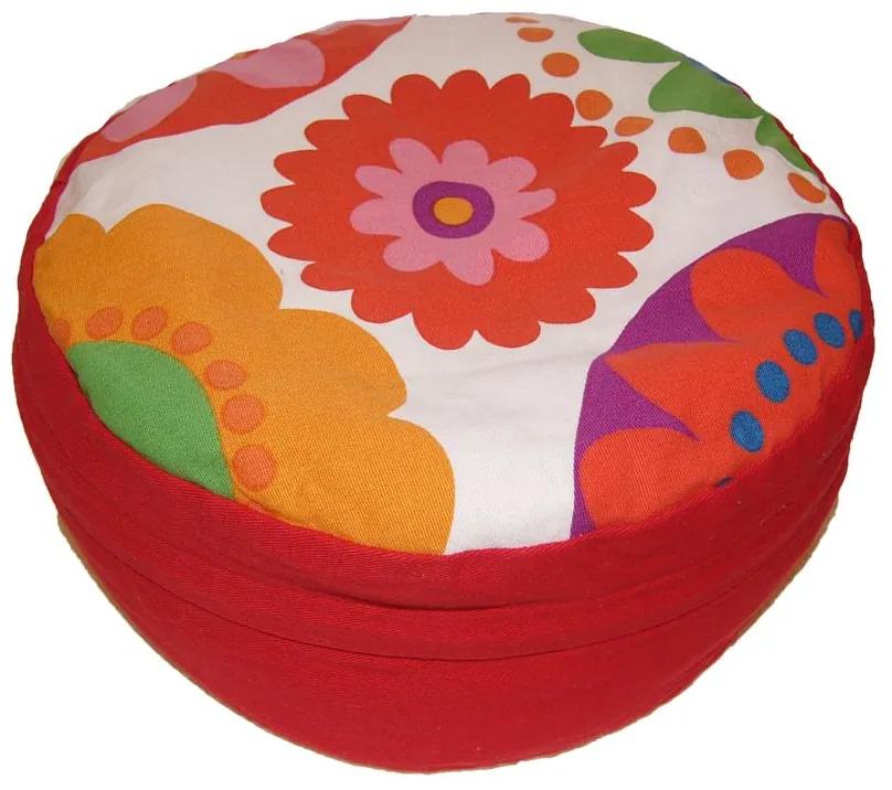 S radostí - vlastní výroba Meditační sedák s květinou - červený Velikost: ∅30 x v12 cm
