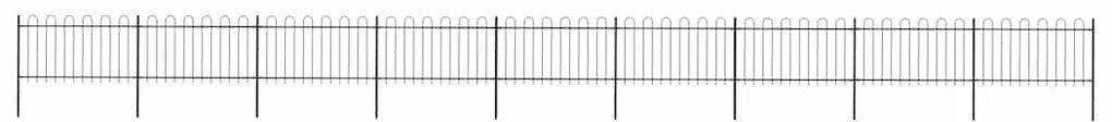 Zahradní plot s obloukem nahoře ocelový 1506 x 100 cm černý 277664