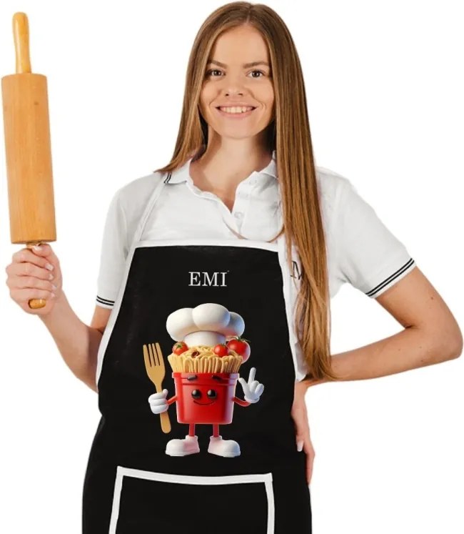 Kuchyňská zástěra Pasta EMI, černá