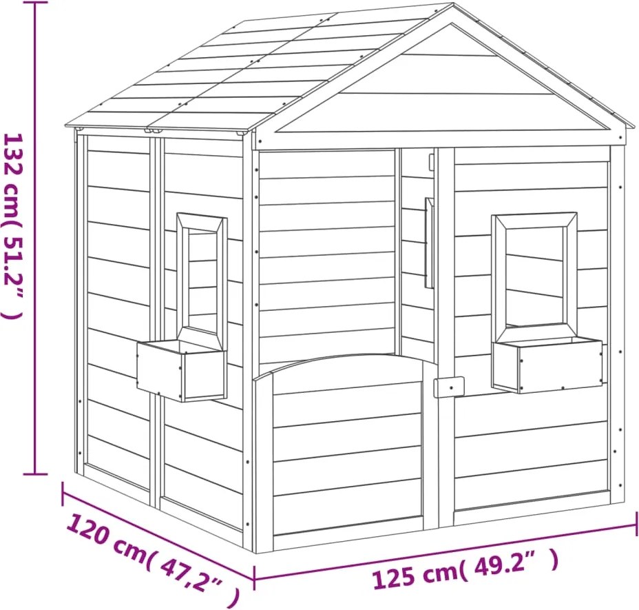 vidaXL Domeček s uzamykatelnými dveřmi a květináči masivní jedle