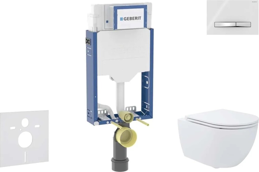 SANITINO - Set předstěnové instalace, klozetu Oudee a Slim sedátka softclose, tlačítko Sigma50, chrom/alpská bílá SANI11CA31178