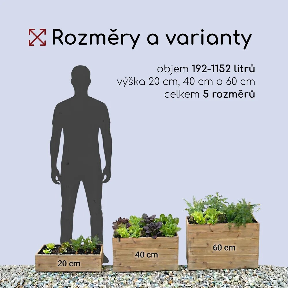Vingo Dřevěný vyvýšený záhon Rozměry (cm): 120x60x40