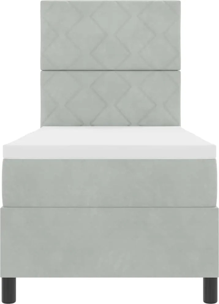 Postel s boxspringem s čelo Světle šedá 80 x 200 cm samet 3339860