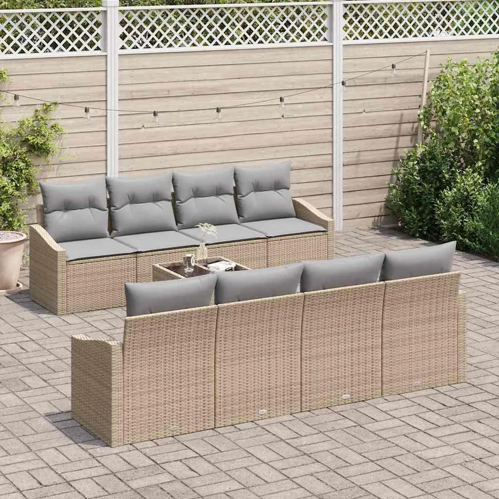 Set pohovek 7 ks Beige a šedá polyratan 3355319