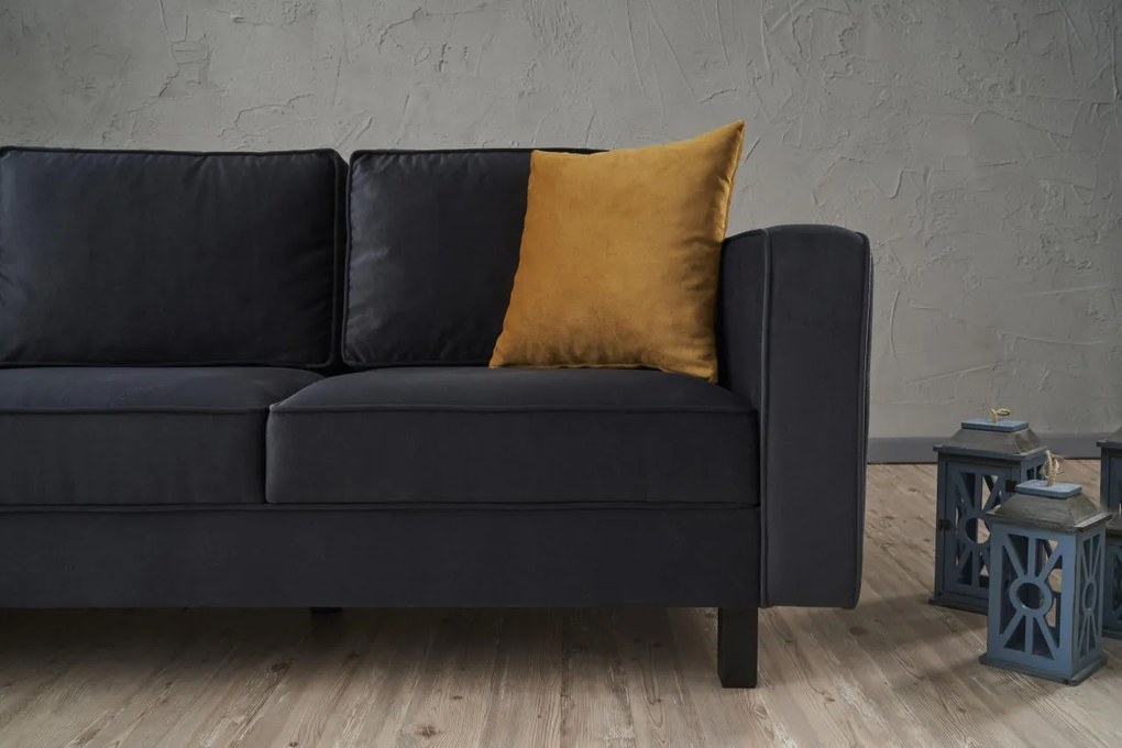 Hanah Home Sametová pohovka KALE antracit 222 cm 825BLC2727