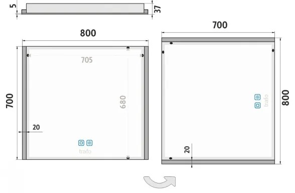 NIMCO ZP 11003VX - LED Koupelnové podsvícené zrcadlo 3000-6500K 70x80 cm IP44