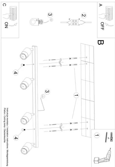 Sollux SL.1072 - Bodové svítidlo NERO 4xGU10/40W/230V černá/zlatá