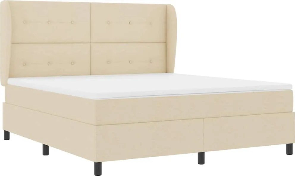 Postel s boxspringem s čelo Krémová 180 x 200 cm textil 3340583