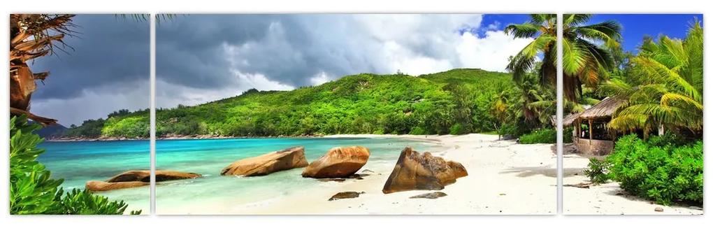 Obraz - Seychely, pláž Takamaka (170x50 cm)