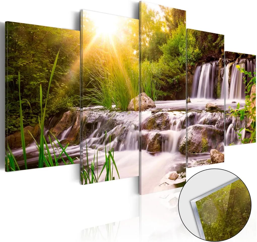 Obraz na akrylátovém skle - Forest Waterfall [Glass] - 100x50