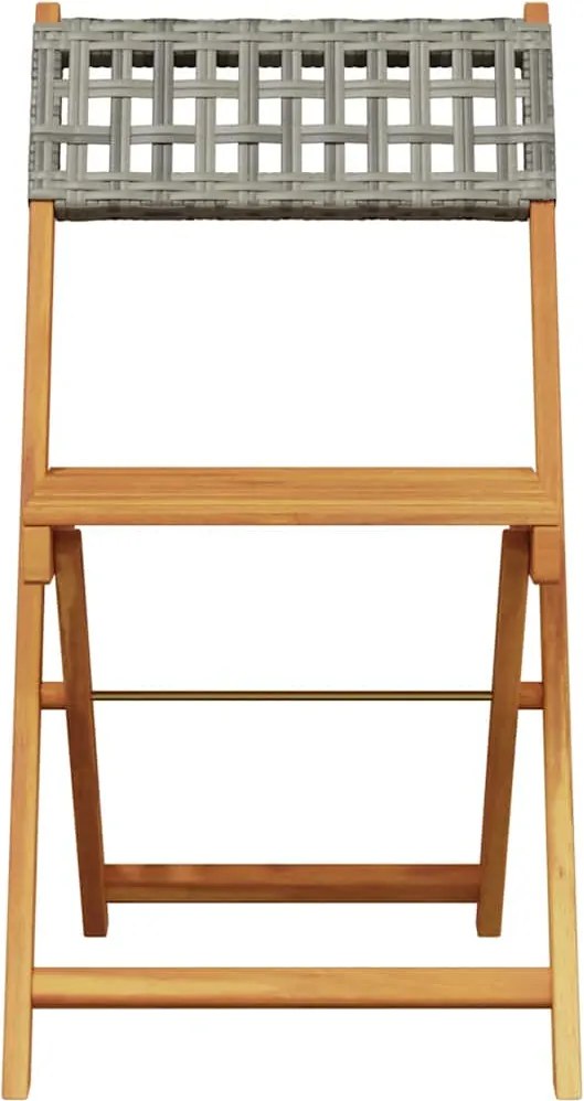 3dílný bistro set šedý polyratan a masivní dřevo 3281839