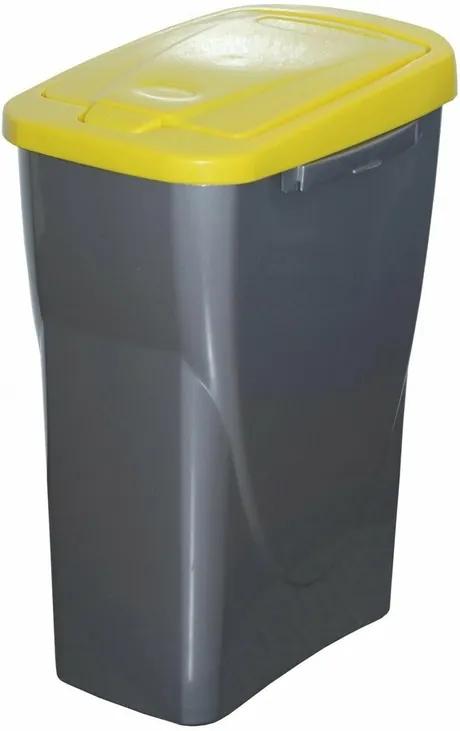 Koš na tříděný odpad žluté víko; 42x31x21 cm; 15 l; plast