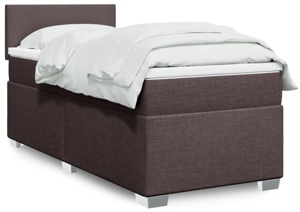 Box spring postel s matrací tmavě hnědá 90x200 cm textil 3288067