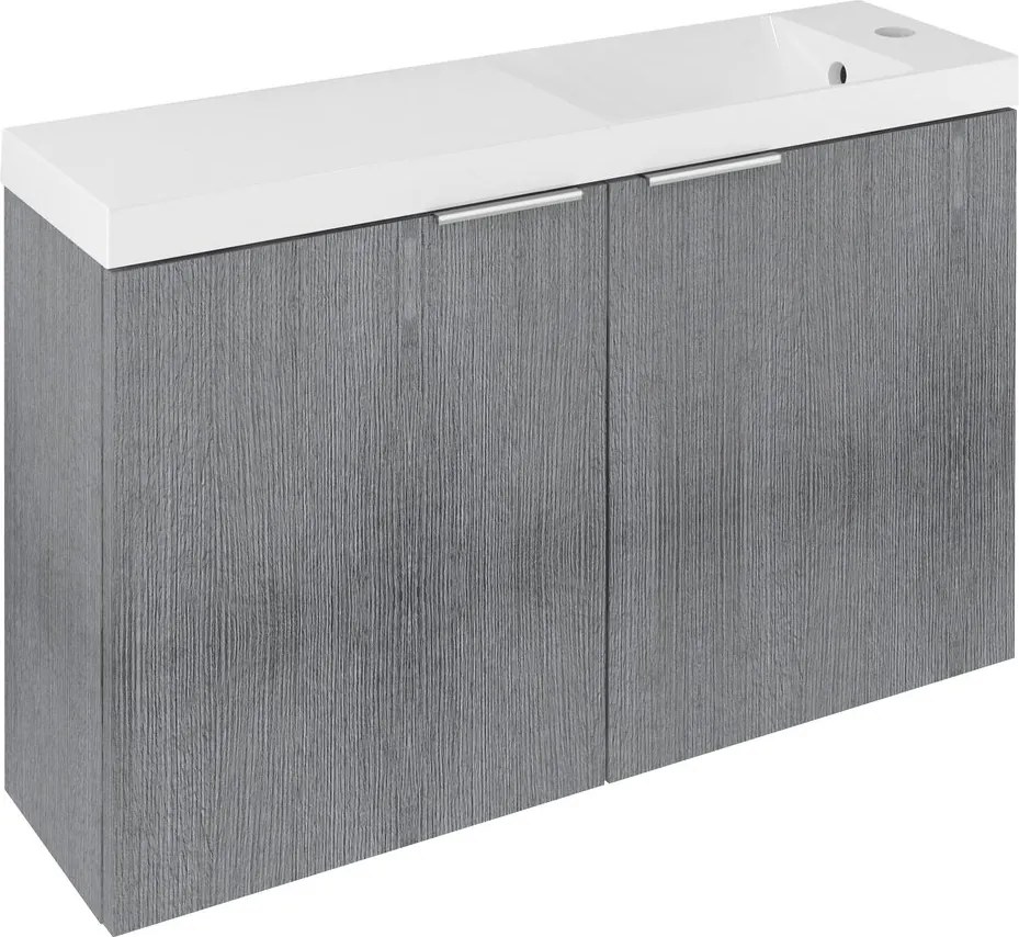 Sapho Latus X koupelnová skříňka 80 x 54,5 x 22 cm s odkládací plochou pravá dub stříbrný LT110-SET03