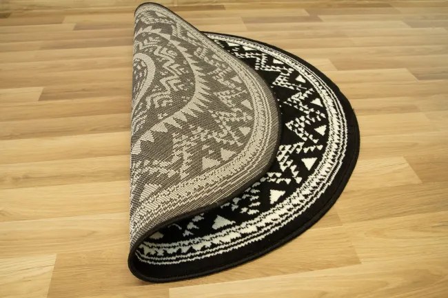 Koberec kruh Luna 503493/50944 Rozeta Etno černý / krémový
