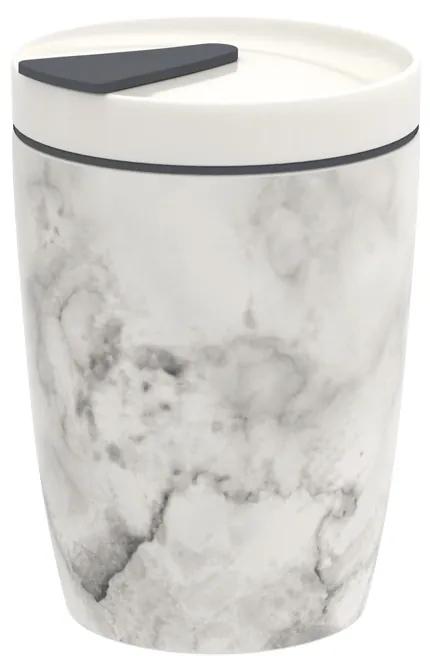 Porcelánový termohrnek s víčkem z kolekce TO GO MARMORY, objem 0,29 litru