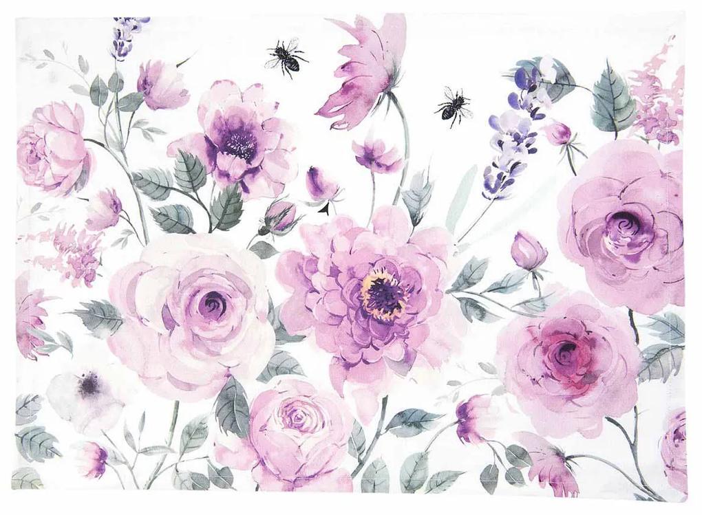 Clayre & Eef Bavlněné prostírání Roses & Butterflies 48x33 cm