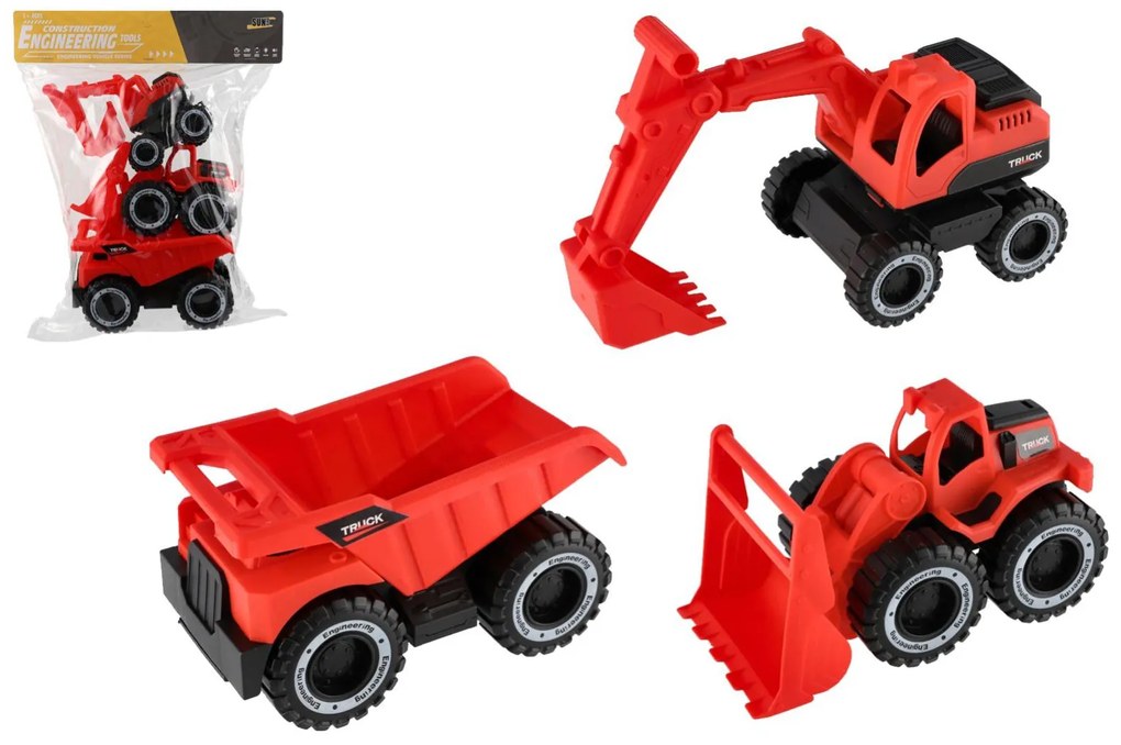 Auto stavební 3ks plast 15-19cm volný chod v sáčku