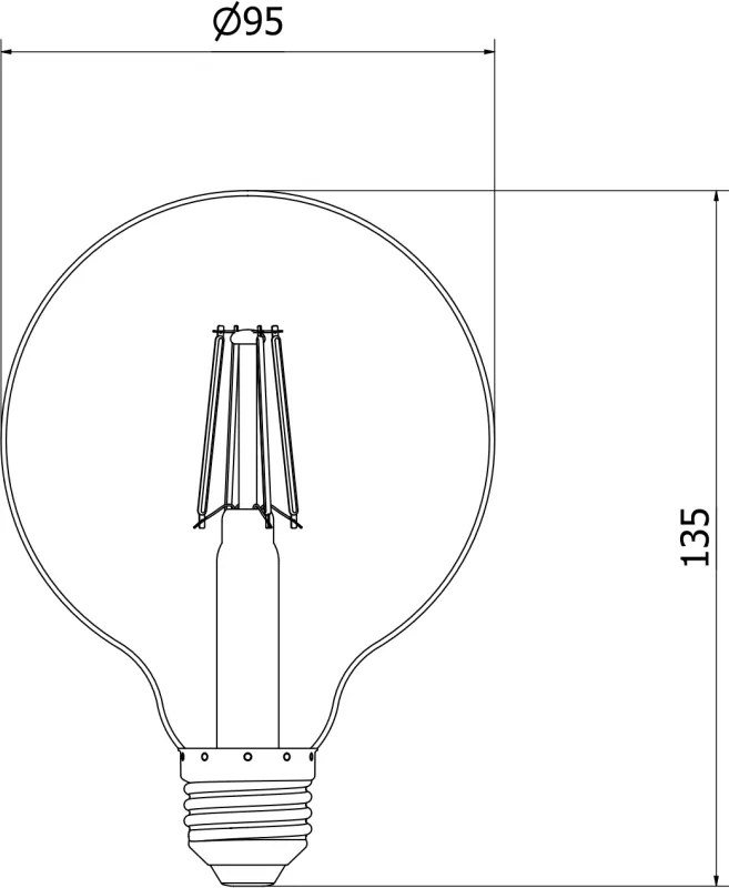Mexen Vintis, LED žárovka E27, G95, 6W, Teplá - 2700K, 600 lm, jantarová - L157-E27-0627-50