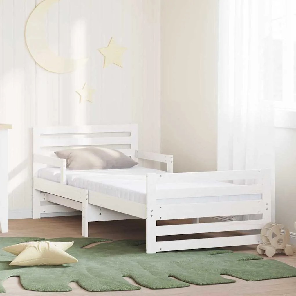 Rám postele s rozšiřitelnou matrací s čelo Bílá 80 x 200 cm 3385947