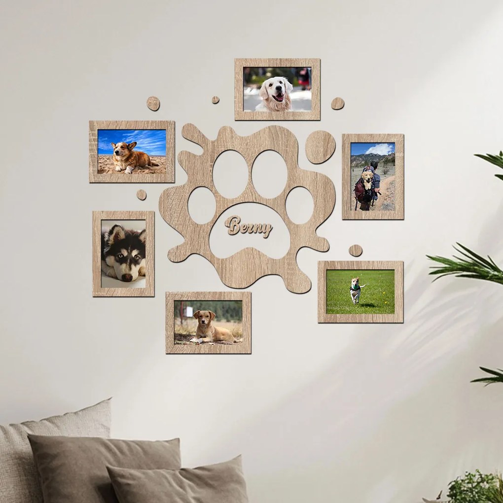 dřevo života Dřevěný fotorámeček na zeď ŤAPKA Zvolte barvu dekoru: Dub Sonoma, Velikost fotorámečků: 13x18