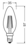 LED žárovka E14 OSRAM Filament 3,4W (40W) neutrální bílá (4000K) stmívatelná svíčka