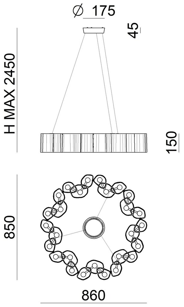 Stilnovo 8684 Honey_PR, designové závěsné svítidlo, 50W LED 2700K stmívatelné, prům. 85cm