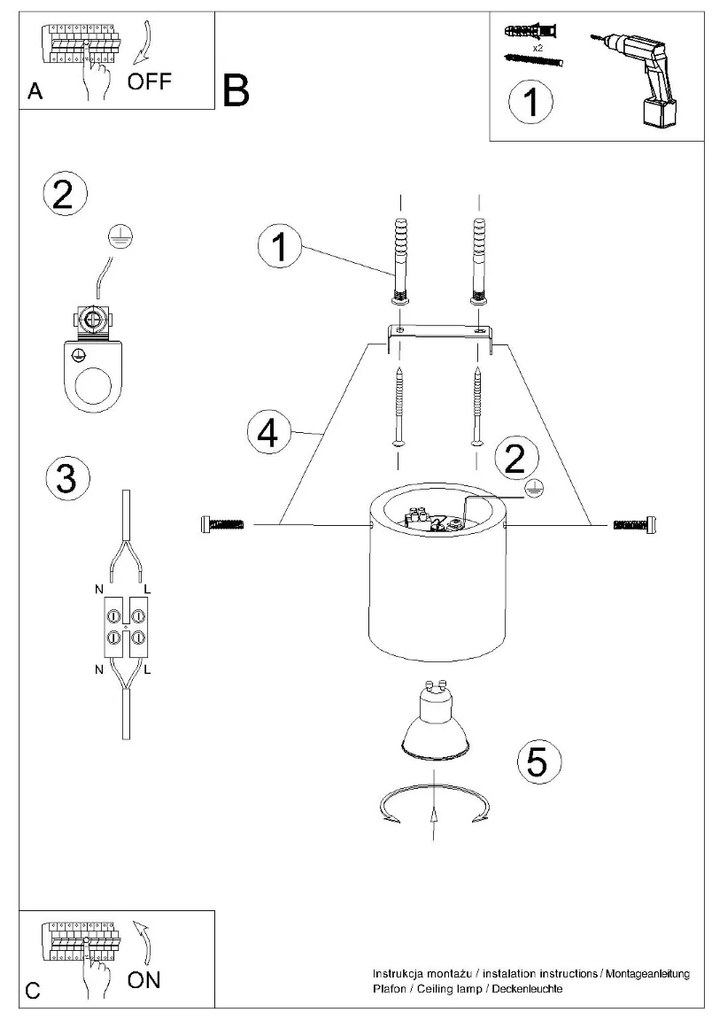 Stropní svítidlo Orbis, 1x betonové stínidlo