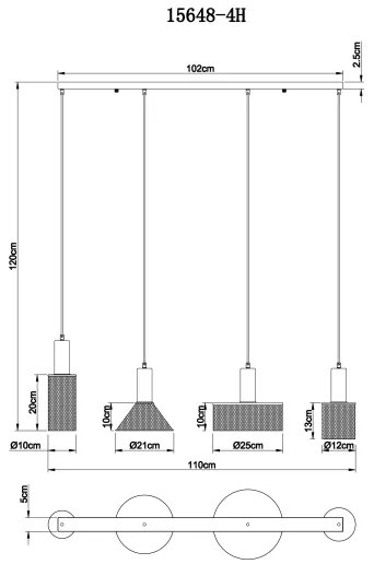 Globo 15648-4H - Lustr na lanku JEDD 4xE27/60W/230V černá