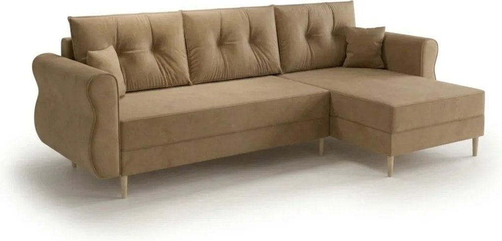 Rozkládací oboustranná sedací souprava do L SILVIANO 230x140 cm, béžová