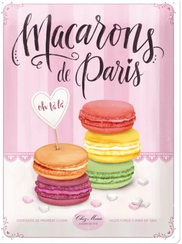 Postershop Plechová cedule - Macarons de Paris 40x30 cm