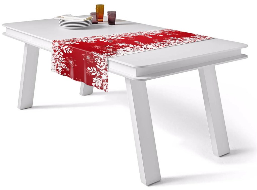 ASIR Běhoun na stůl VLOČKY červená 40 x 140 cm