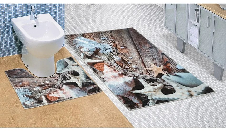 Bellatex Koupelnová předložka Mořské lastury 3D, 60 x 100 + 60 x 50 cm