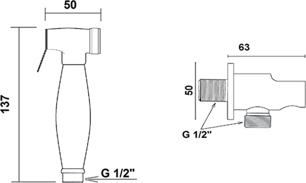 Sapho 9101 bidetová sprcha retro s hadicí a držákem sprchy s vyústěním chrom