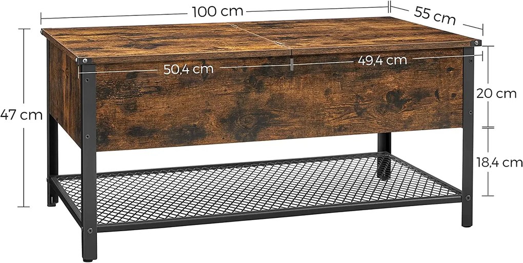 VASAGLE Konferenční stolek s úložným prostorem 100 x 47 x 55 cm