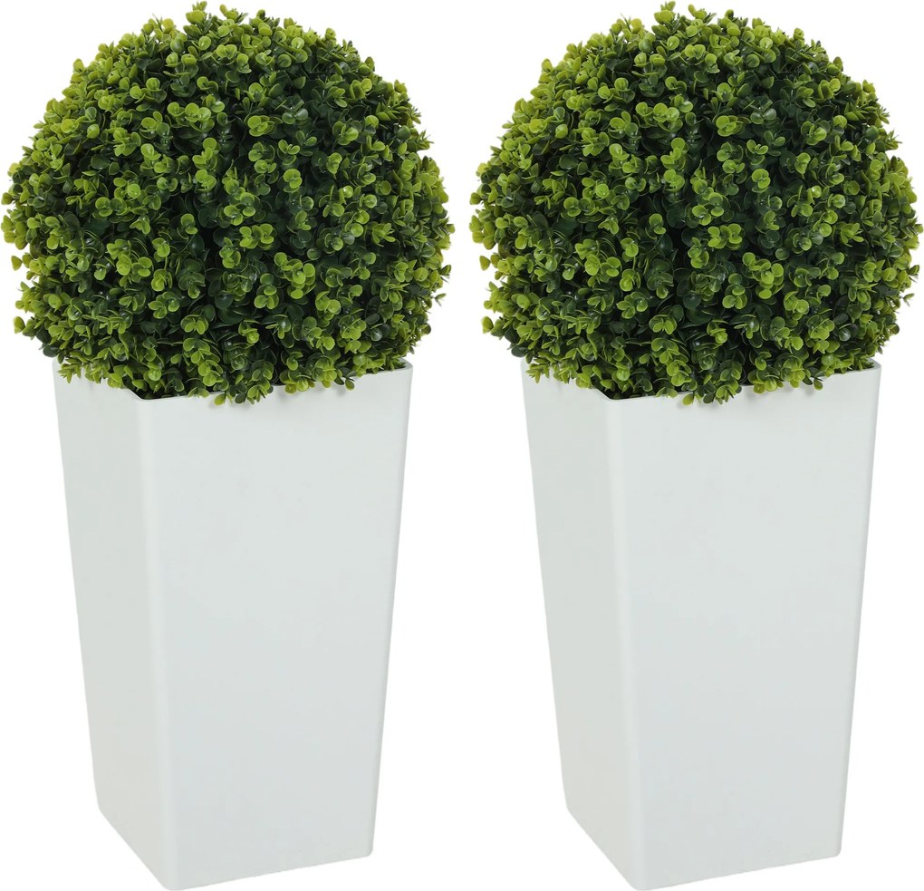 HOMCOM sada 2 umělých eukalyptových topiary, výška 65 cm, 330 listů, UV-odolné plastové rostliny v květináčích | Aosom