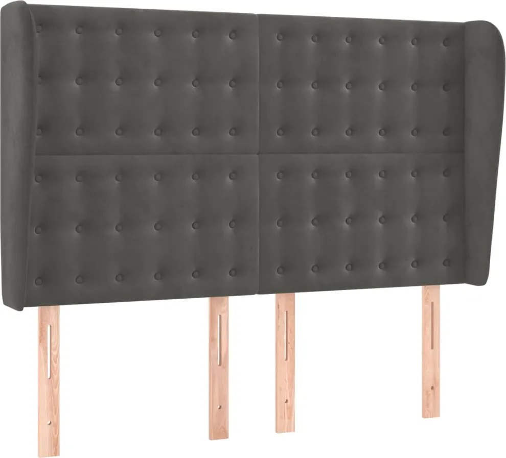 Box spring postel s matrací a LED tmavě šedá 140x200 cm samet 3136366
