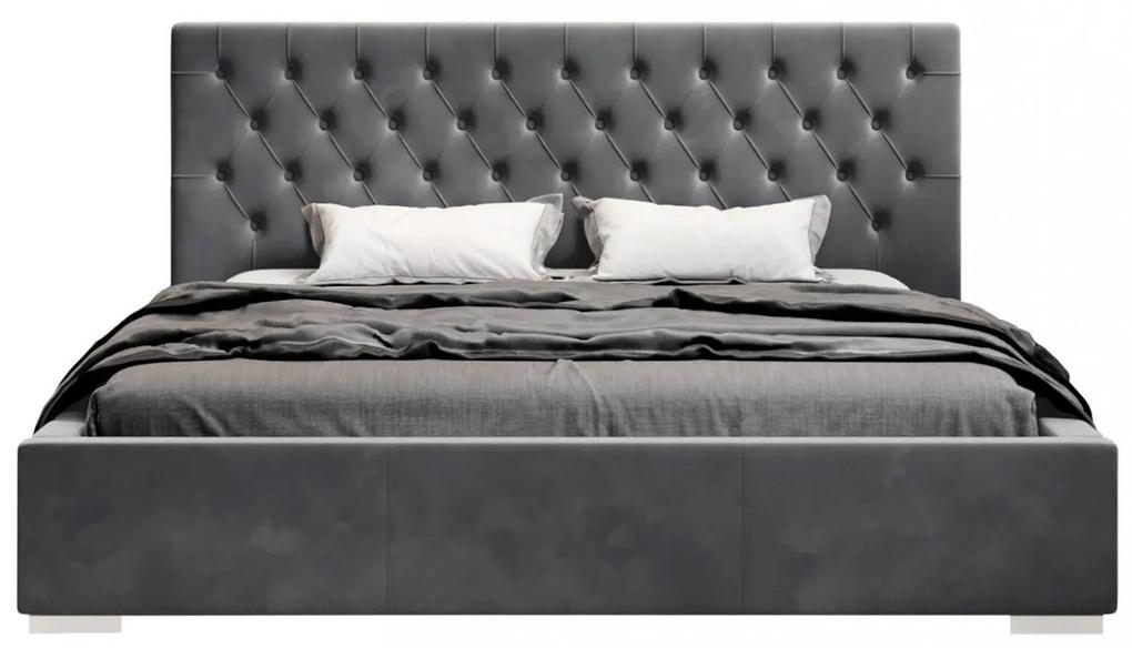 Goleto Čalouněná postel Katalonia 180 x 200 cm sametová | tmavě šedá