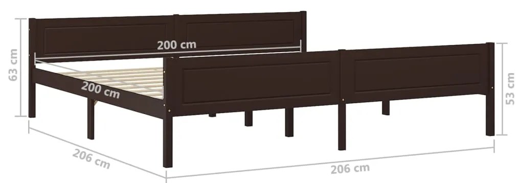 vidaXL Marketos Rám postele masivní borové dřevo tmavě hnědý 200 x 200 cm