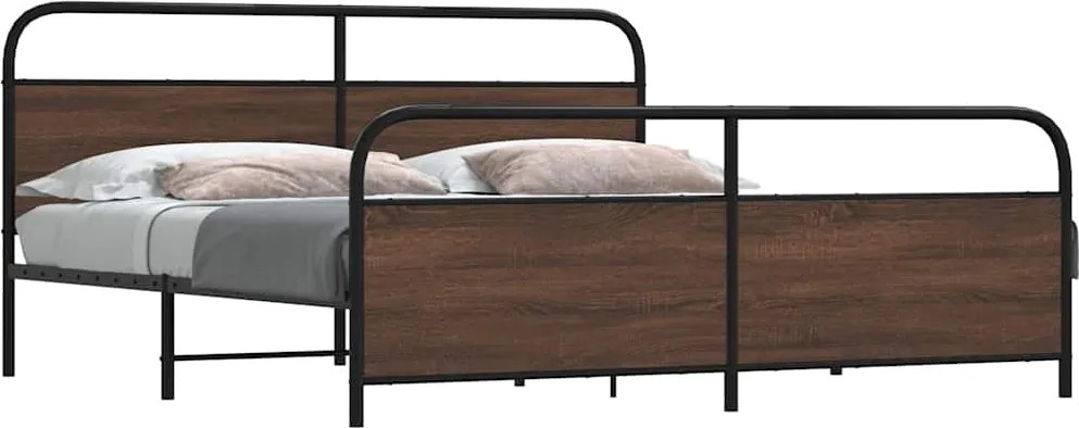 Kovový rám postele bez matrace hnědý dub 183 x 213 cm 3318666