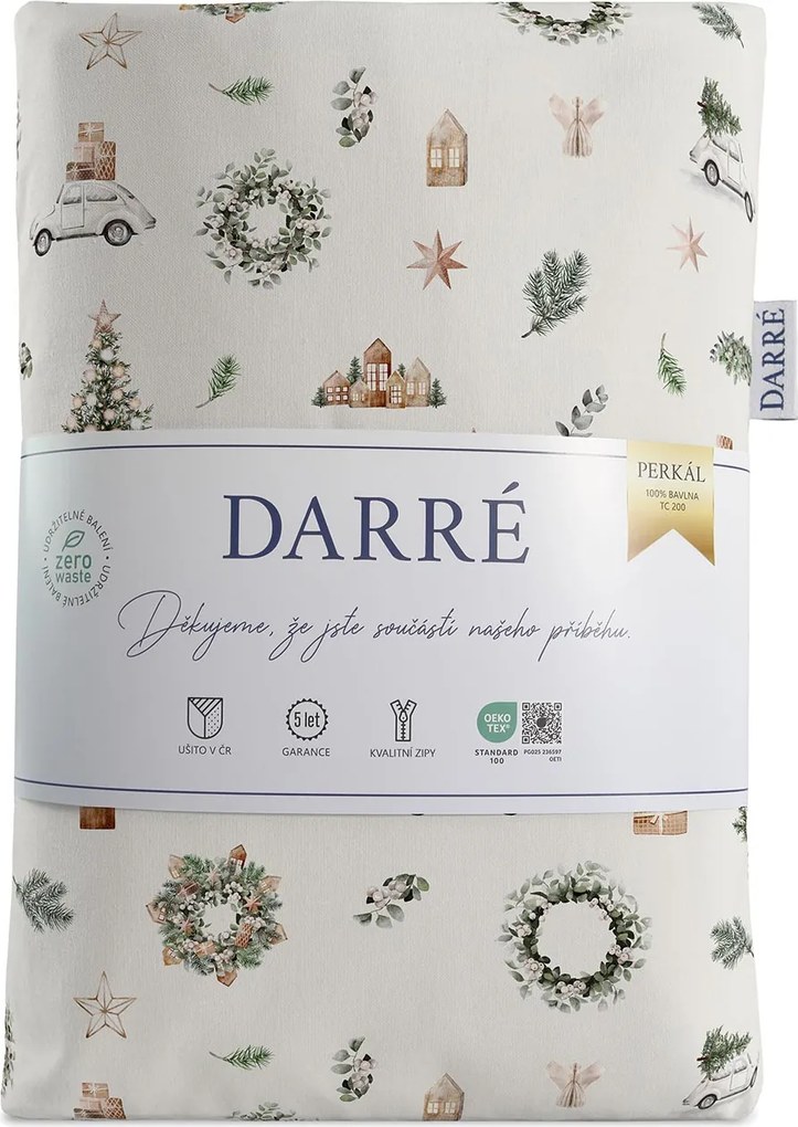 Perkálové bavlněné prodloužené povlečení Vánoční putování - duo Velikost: 140 x 220 + 70 x 90