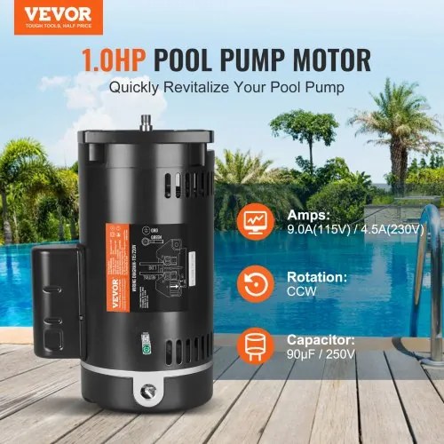 0,75 kW motor bazénového čerpadla 115/230 V 9/4,5 A 56Y 3450RPM 90μF/250 V