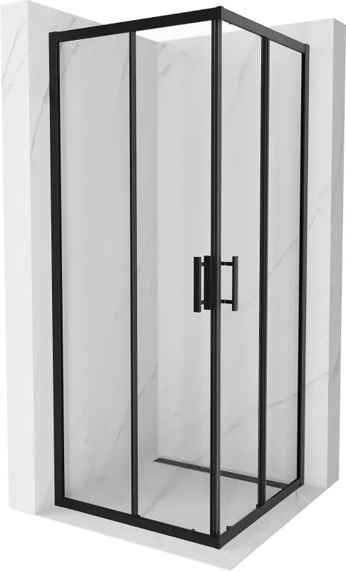 Mexen Rio, čtvercový sprchový kout 80 x 80 cm, 6mm čiré sklo, černý profil, 860-080-080-70-00