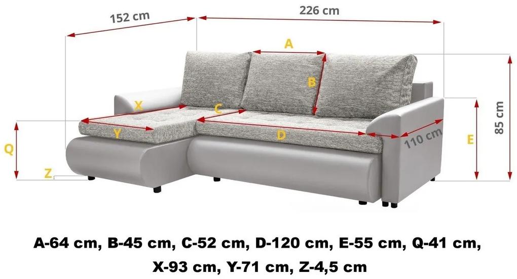 Casarredo - Komfort nábytek Rohová sedací souprava KONRADA ozkládací s úložným prostorem, Soft 17/Lawa 5 | Umístění rohu: roh na pravé straně