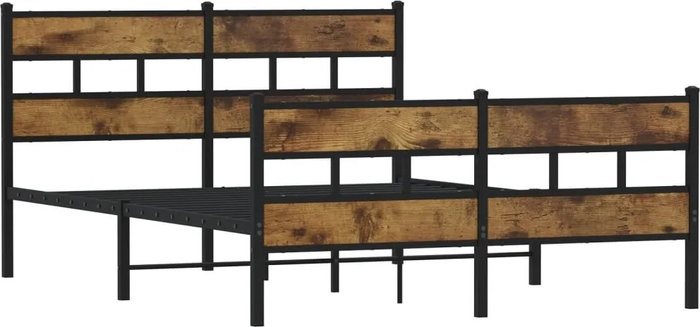 Kovový rám postele bez matrace kouřový dub 160 x 200 cm 3308465