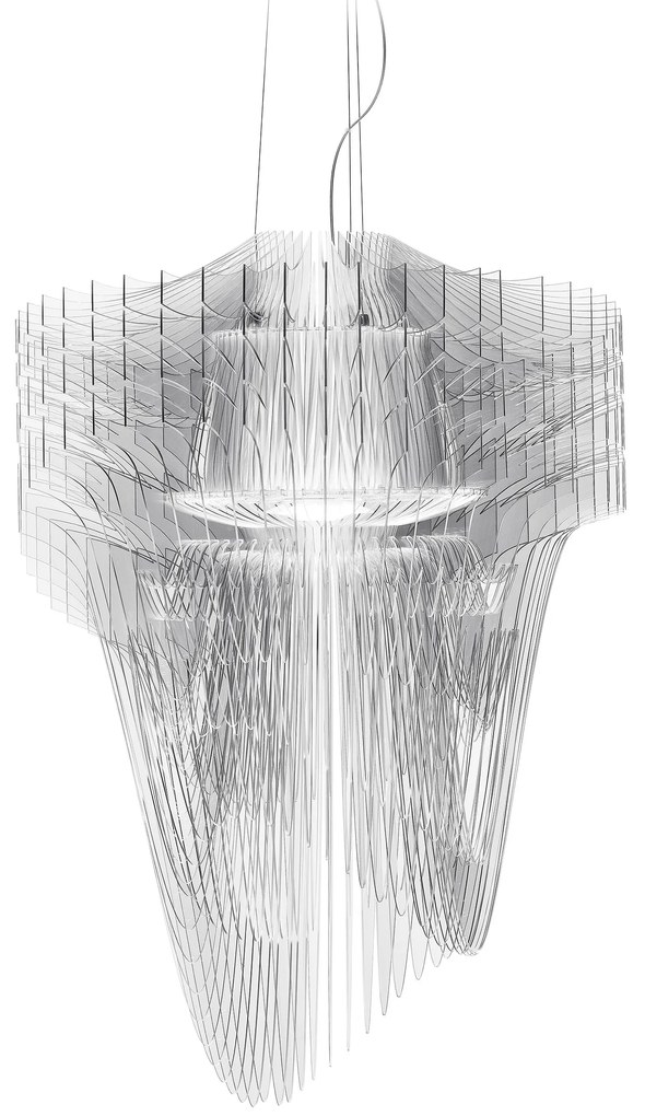 Slamp Aria S transparent, závěsný světelný objekt od Zaha Hadid, 2xE27 + 7W LED, délka 75cm