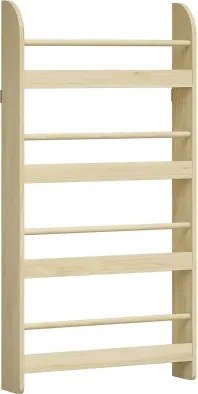 HOMCOM nástěnný knihovní regál s 4 policemi, dětský regál pro domov a kancelář, nosnost 30 kg, 59 x 12 x 113 cm, přírodní