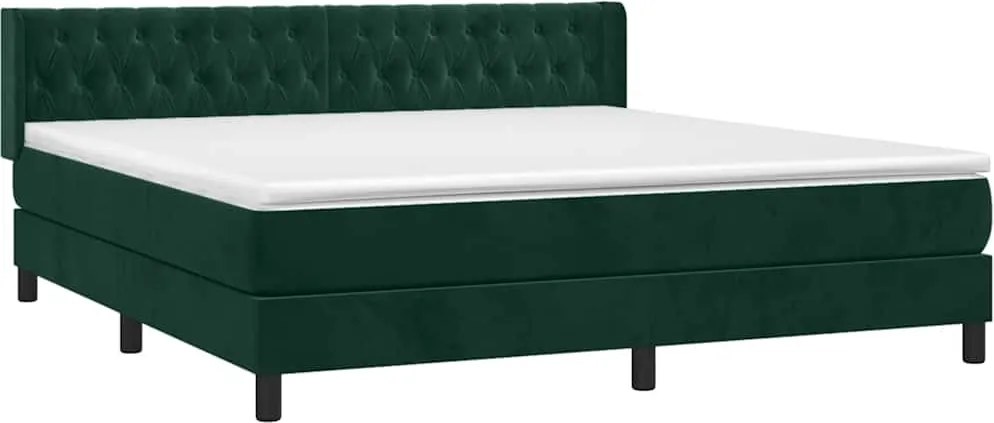 Box spring postel s matrací tmavě zelená 180x200 cm samet 3131156